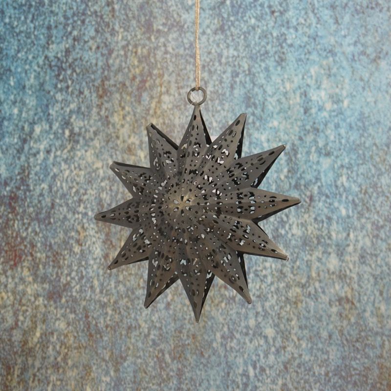 grauer Metallstern in moderner Optik zum Aufhängen (15cm)